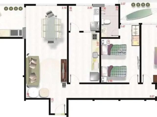 Apartamento para Venda em Praia Grande/SP Tupi 2 Quartos