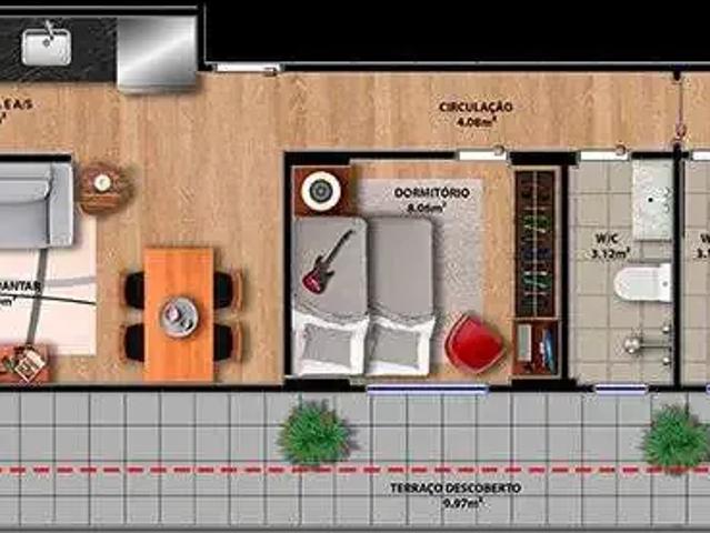 Apartamento para Venda em Praia Grande/SP Vila Caiçara 2 Quartos