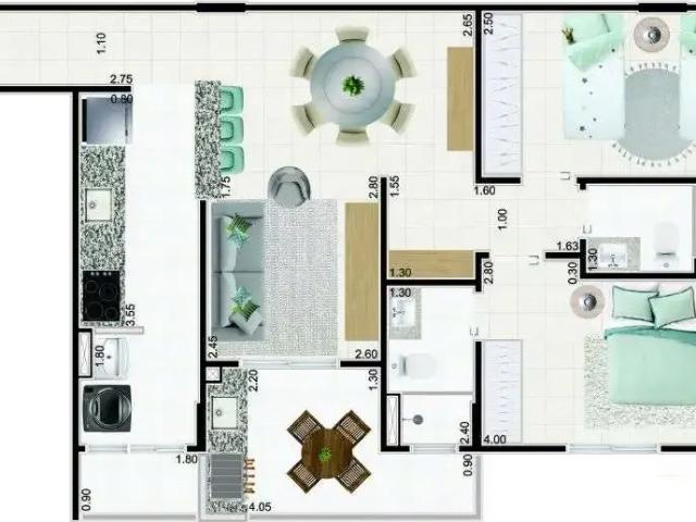Apartamento para Venda em Praia Grande/SP Vila Caiçara 2 Quartos