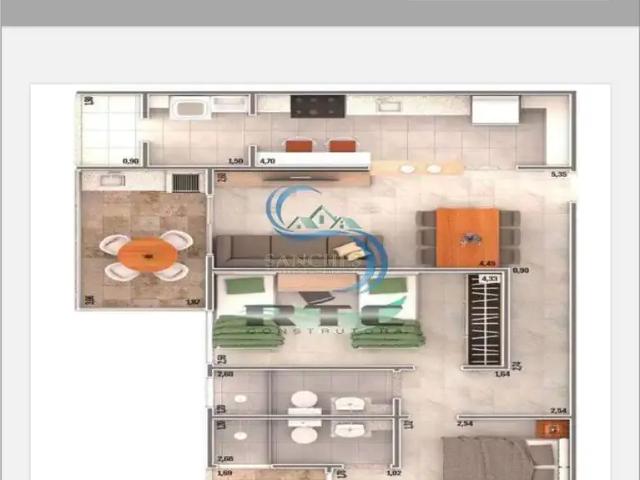 Apartamento para Venda em Praia Grande/SP Vila Caiçara 3 Quartos