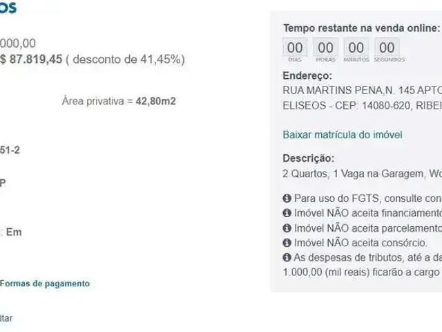 Apartamento para Venda em Ribeirão Preto/SP Campos Elíseos 2 Quartos