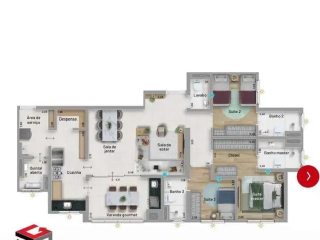 Apartamento para Venda em São Bernardo do Campo/SP Nova Petrópolis 3 Quartos
