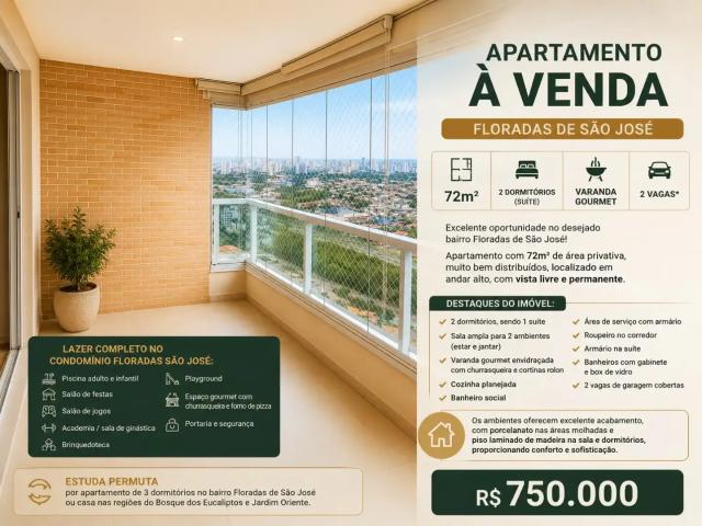 Apartamento para Venda em São José dos Campos/SP Floradas de São José 2 Quartos