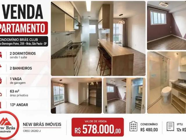 Apartamento para Venda em São Paulo/SP Brás 2 Quartos