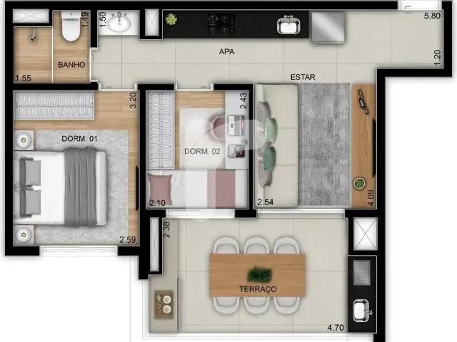 Apartamento para Venda em São Paulo/SP Chácara Santo Antônio 2 Quartos