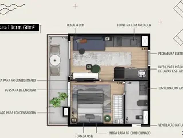 Apartamento para Venda em São Paulo/SP Pinheiros 1 Quartos