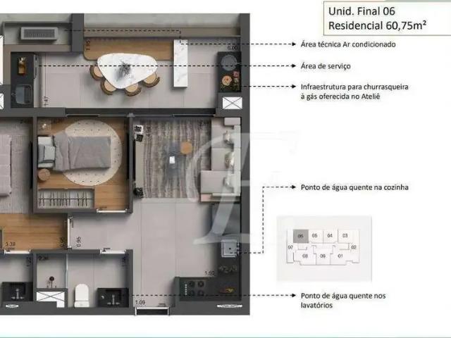 Apartamento para Venda em São Paulo/SP Pompéia 2 Quartos