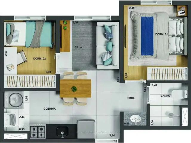 Apartamento para Venda em Santo André/SP Vila Pires 2 Quartos