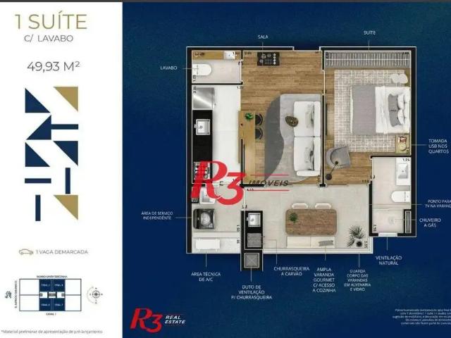 Apartamento para Venda em Santos/SP Marapé 1 Quartos