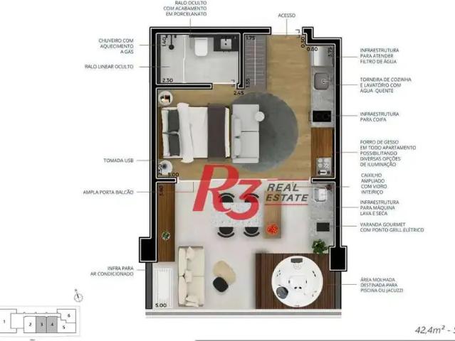 Apartamento para Venda em Santos/SP Boqueirão 1 Quartos