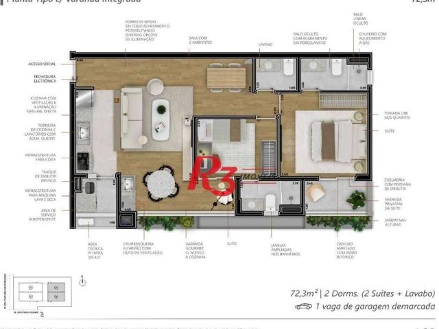 Apartamento para Venda em Santos/SP Boqueirão 2 Quartos
