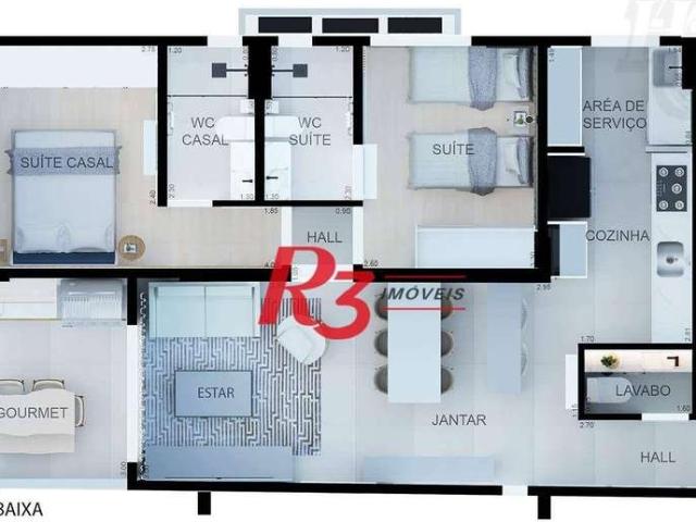 Apartamento para Venda em Santos/SP Boqueirão 2 Quartos