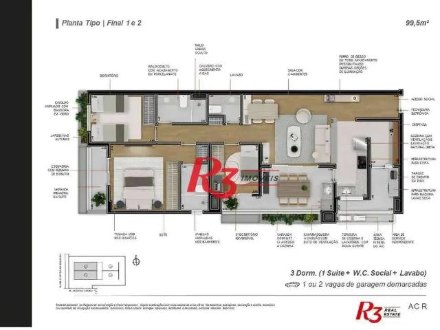 Apartamento para Venda em Santos/SP Boqueirão 3 Quartos