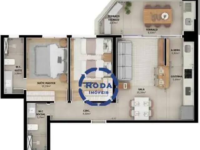 Apartamento para Venda em Santos/SP Boqueirão 3 Quartos