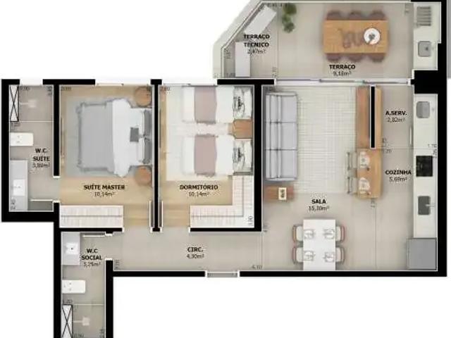 Apartamento para Venda em Santos/SP Boqueirão 3 Quartos