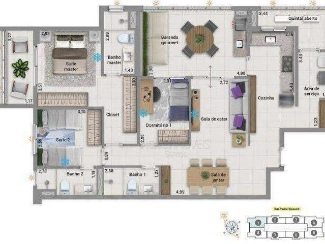 Apartamento para Venda em Santos/SP Embaré 3 Quartos