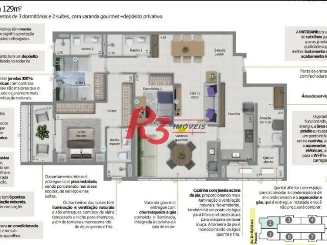 Apartamento para Venda em Santos/SP Embaré 3 Quartos