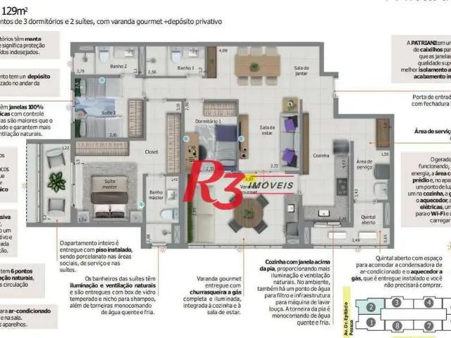 Apartamento para Venda em Santos/SP Embaré 3 Quartos