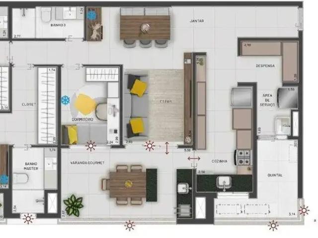 Apartamento para Venda em Santos/SP Gonzaga 3 Quartos