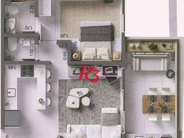 Apartamento para Venda em Santos/SP Ponta da Praia 1 Quartos