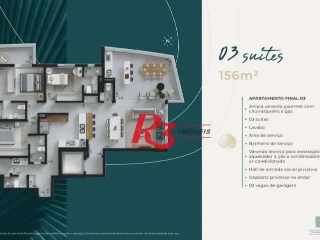 Apartamento para Venda em Santos/SP Ponta da Praia 3 Quartos