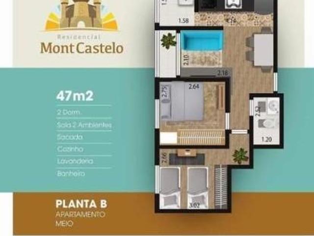 Apartamento para Venda em Sorocaba, Caguassu, 2 dormitórios, 1 banheiro, 1 vaga