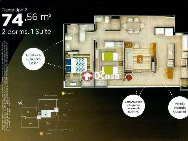 Apartamento para Venda em Taubaté/SP Bosque Flamboyant 2 Quartos