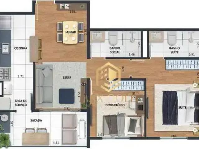 Apartamento para Venda em Taubaté/SP Centro 2 Quartos