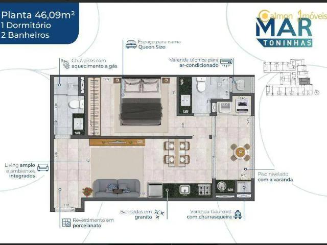 Apartamento para Venda em Ubatuba/SP Toninhas 1 Quartos