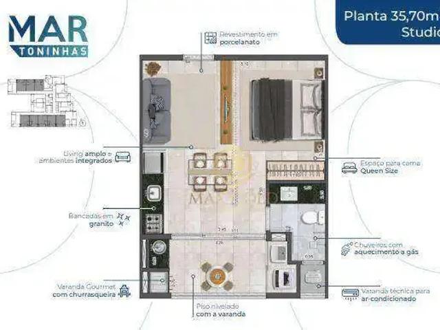 Apartamento para Venda em Ubatuba/SP Toninhas 1 Quartos