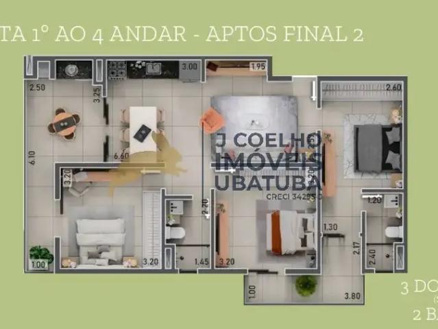 Apartamento para Venda em Ubatuba/SP Itaguá 3 Quartos