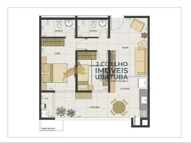 Apartamento para Venda em Ubatuba/SP Perequê Açu 2 Quartos