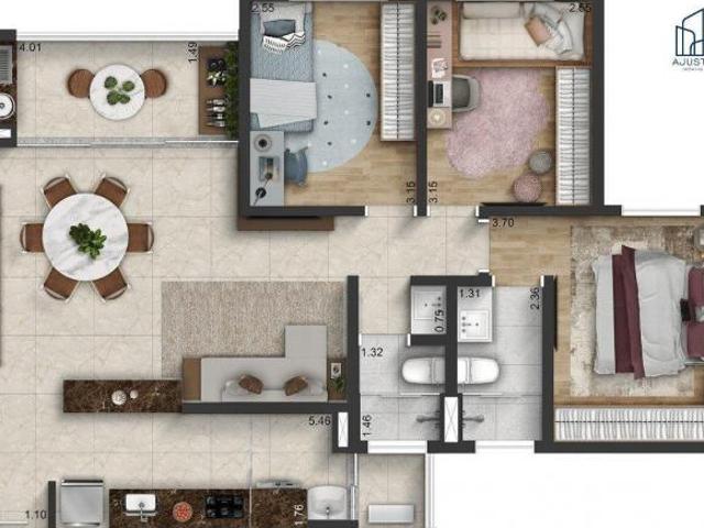Apartamento para venda em Vila Espírito Santo de 83.99m² com 3 Quartos, 1 Suite e 2 Garagens