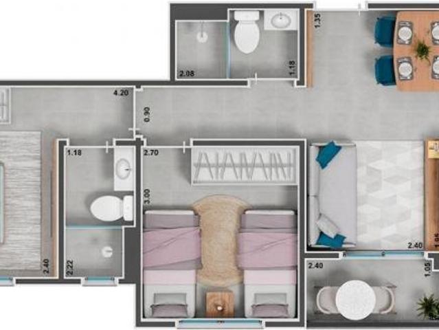 Apartamento para venda em Vilas Do Sobrado de 53.00m² com 2 Quartos, 1 Suite e 1 Garagem