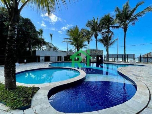 Apartamento pé na areia com 3 suítes, 2 vagas, área de lazer, Tombo Guarujá/SP