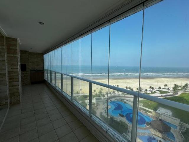 APARTAMENTO PÉ NA AREIA EM PRAIA GRANDE/MIRIM, 03 DORMITÓRIO, VISTA MAR!