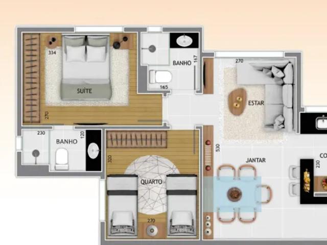 Apartamento PNE de 2 quartos, Suíte e duas vagas, prédio com elevador, próximo a pista de caminhada