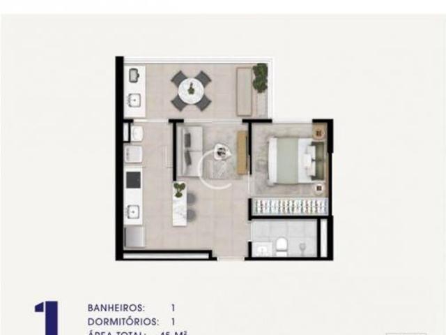 Apartamento Quadria Aquarius de 1 dormitório à venda, 45 m² por R$ 680.000 Jardim Aquarius São J