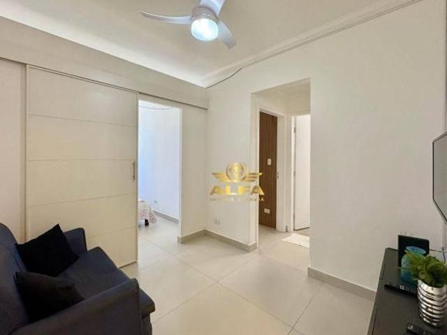 Apartamento reformado à venda na Praia das Astúrias, Guarujá – 2 dormitórios e 1 vaga | Alfa Imóveis
