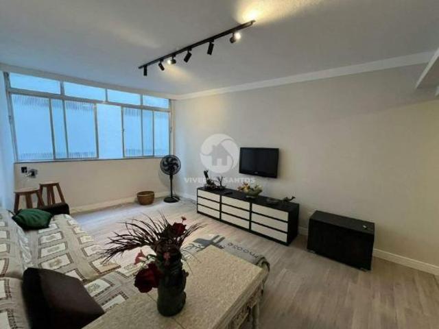 Apartamento reformado frente mar com 1 quarto na Aparecida em Santos