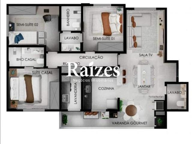 Apartamento Residencial 3/4 sendo 2 Suítes com Varanda Gourmet no Santa Maria