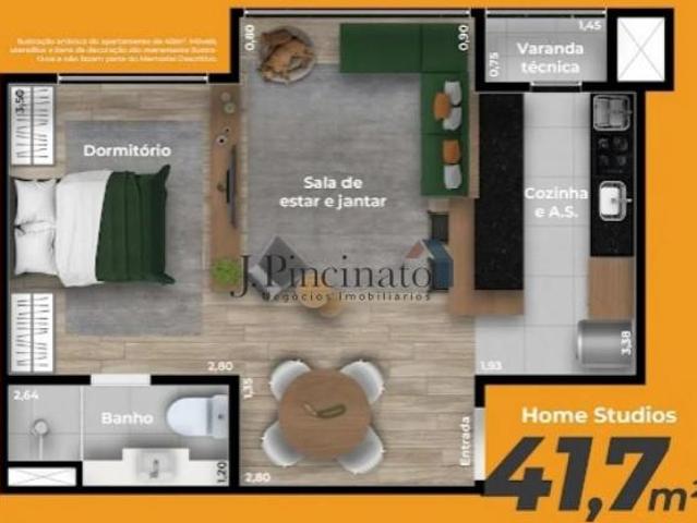 Apartamento studio a venda 01 dormitorio belong home studio jundiai/sp