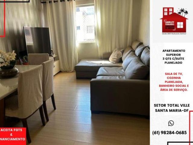 Apartamento Superior 3 Qts c/ suíte planejado Qd. 101 Setor Total Ville DF
