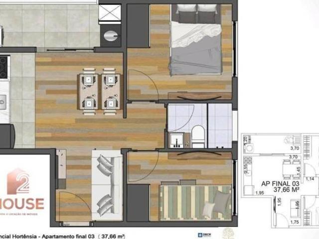 Apartamentos com 2 dormitórios à venda, 37 m² por R$ 340.516 Parque Nossa Senhora do Carmo Arujá