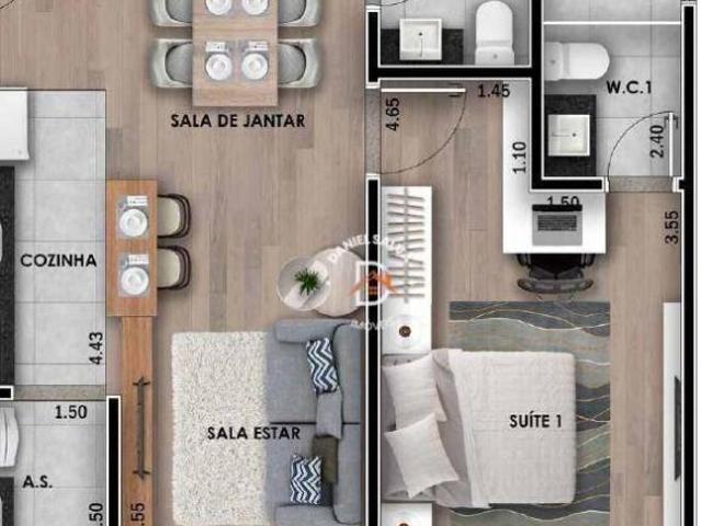 Apartamentos à venda com 1 dormitório sendo 1 suíte, à partir de R$ 448.224,00 Alvinópolis Atib