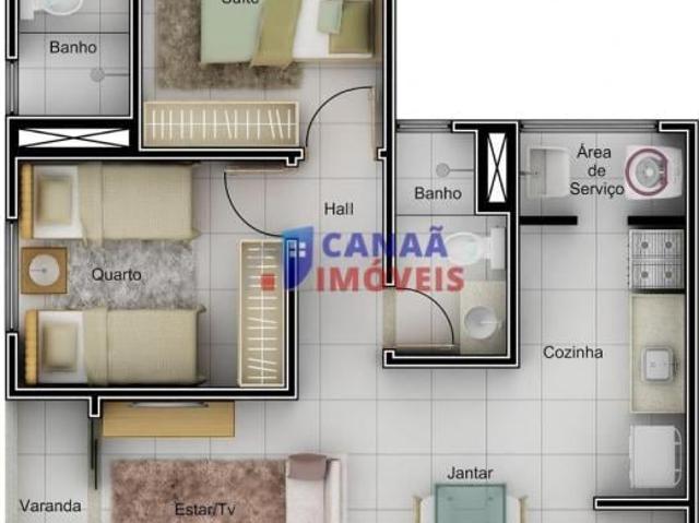 Apartamentos de 2 quartos, sendo 1 suíte.Jd das Palmeiras