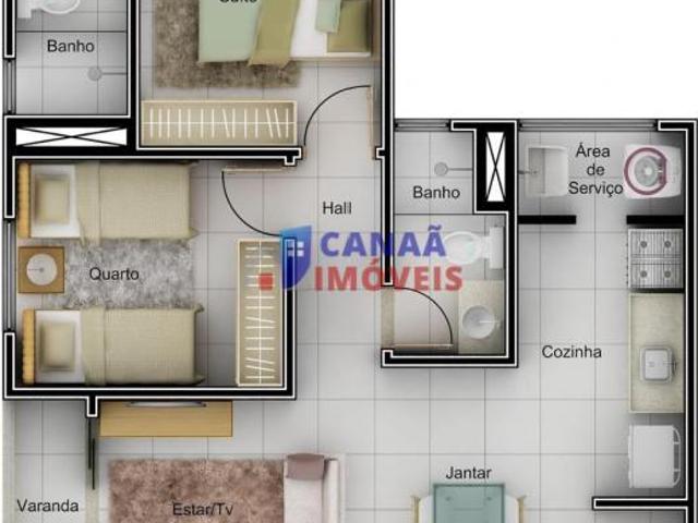 Apartamentos de 2 quartos, sendo 1 suíte.Jd das Palmeiras