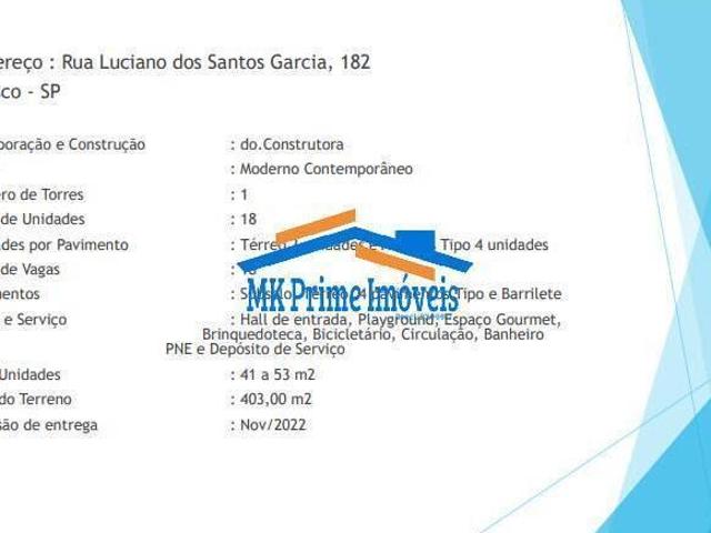 Apartamentos em construção 41 a 53 m2 Torre Única Cipava