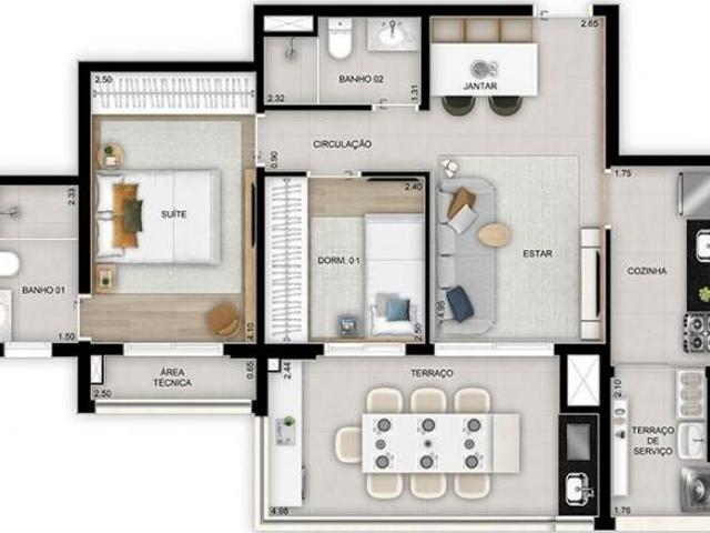 Apto na Vila Ema 71m², 2quartos, 1vaga, condomínio club