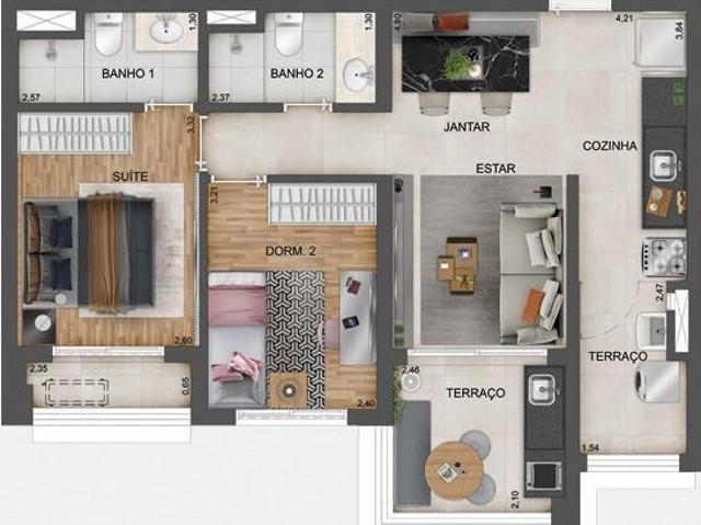 Apto na Vila Mariana,65m², 2quartos, 1 vaga, lazer completo, Rooftop